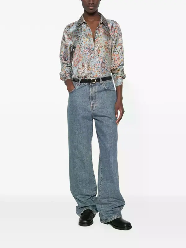 Momoni Floral Print Silk Shirt