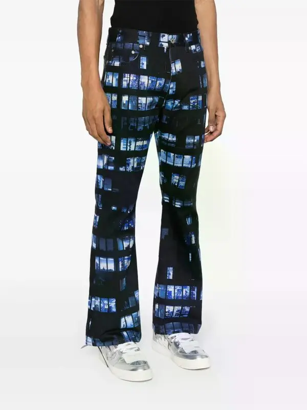 Off-White Windows-print Flared Jeans - Black