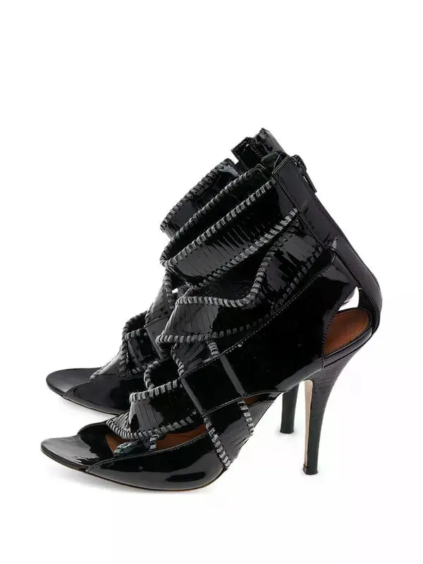 Givenchy Whipstitch Patent Leather Sandals - Black