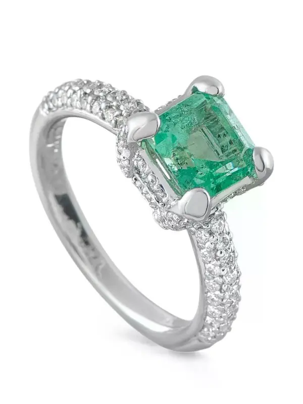 LB EXCLUSIVE Emerald And Diamond Ring - Silver