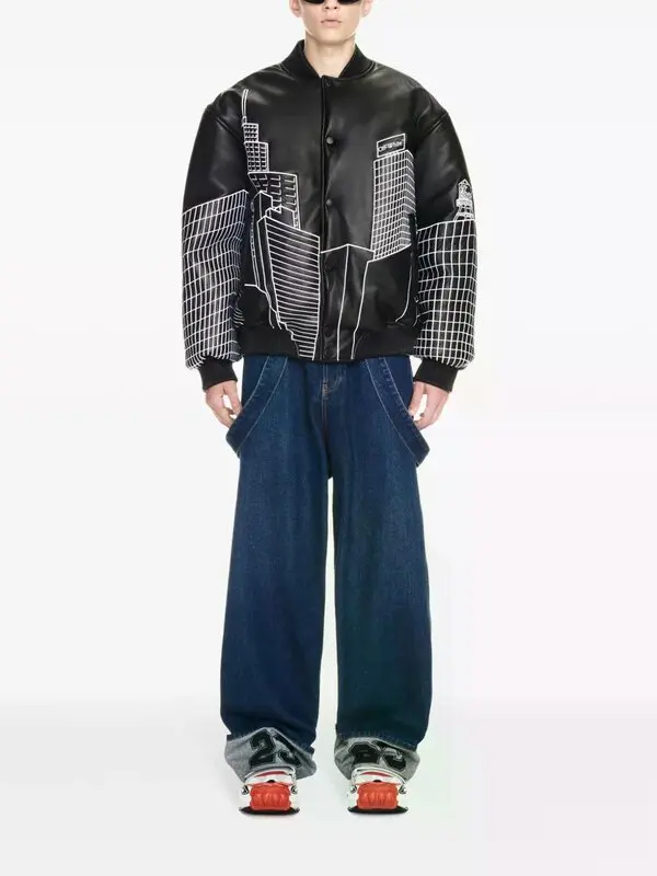 Off-White Skyline Leather Bomber Jacket