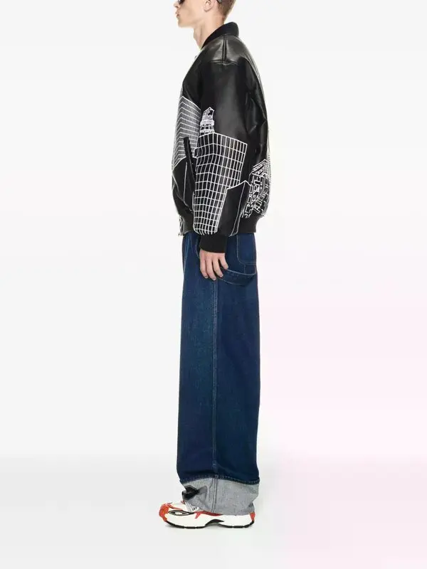 Off-White Skyline Leather Bomber Jacket
