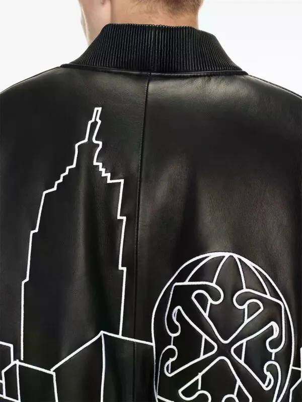 Off-White Skyline Leather Bomber Jacket