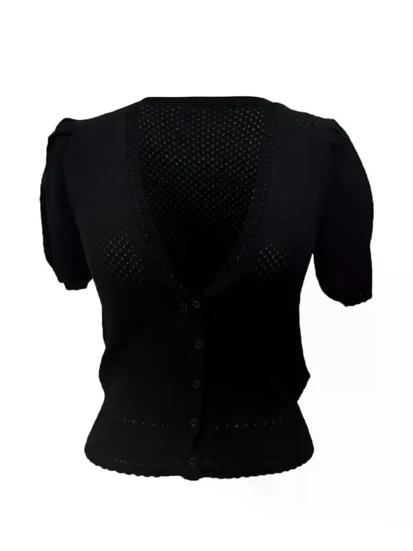 DÔEN Knitted Short-sleeve Cardigan - Black