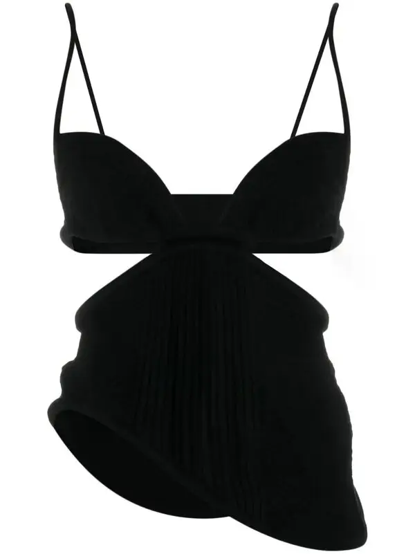 Off-White Cut-out Ribbed-knit Top - Black
