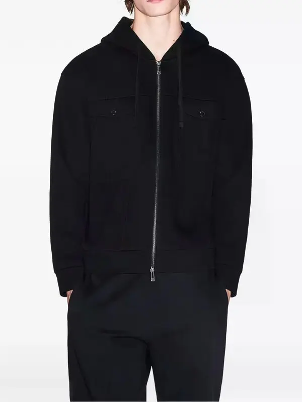 Armani Exchange Zip-up Pocket-detail Hoodie - Black