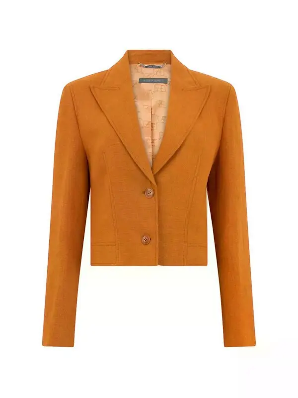 Alberta Ferretti Cropped Linen Blazer