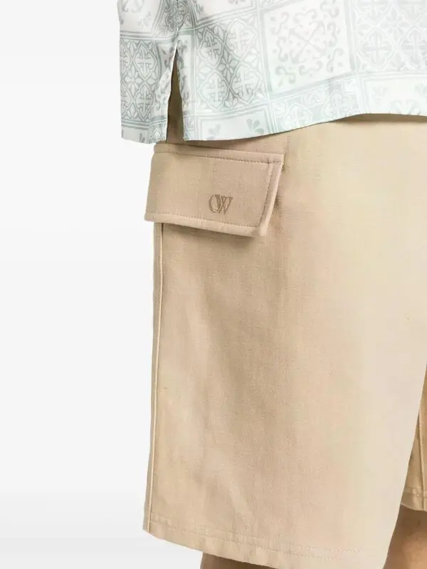 Off-White Logo-embroidered Cargo Shorts - Neutrals