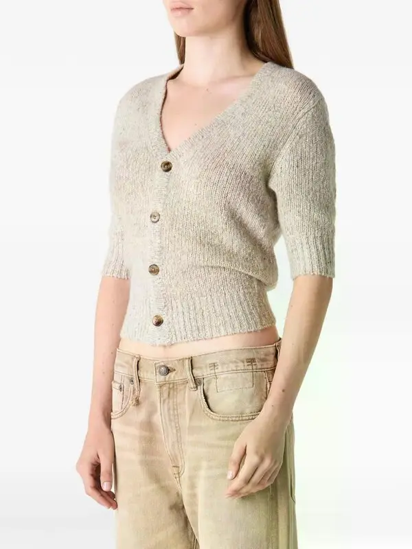 R13 Cashmere Elbow-sleeve Cardigan - Neutrals