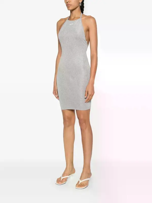 Off-White Ribbed-knit Lurex Mini Dress