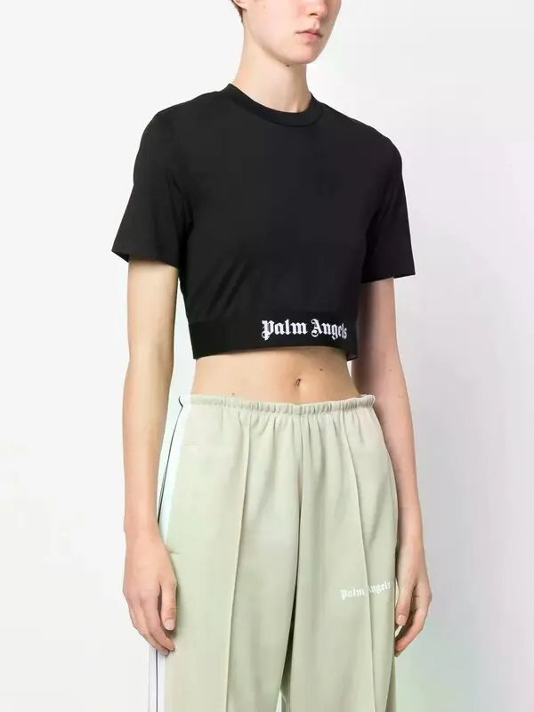 Palm Angels Logo Tape Cropped T-shirt
