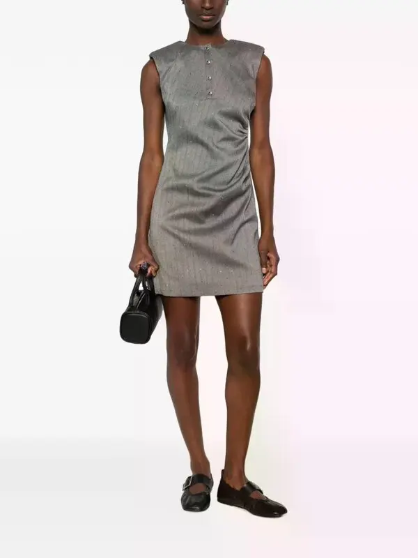 Maje Herringbone-pattern Sleeveless Mini Dress - Grey
