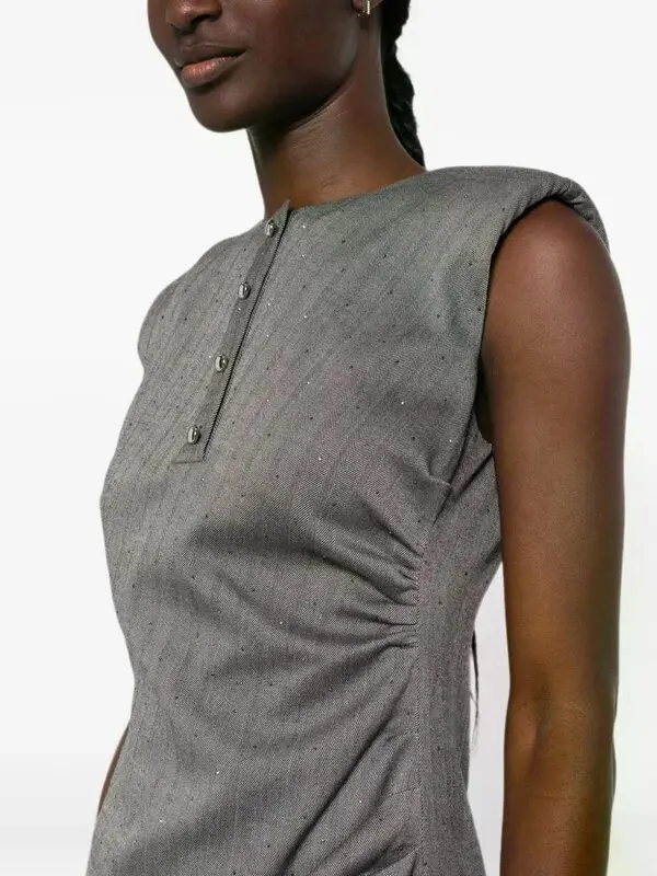 Maje Herringbone-pattern Sleeveless Mini Dress