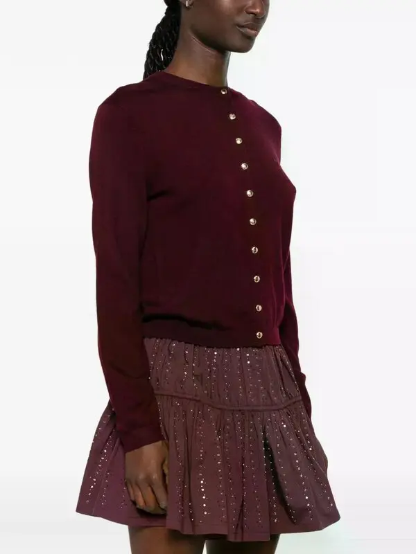 Maje Button-fatening Embroidered Cardigan - Red