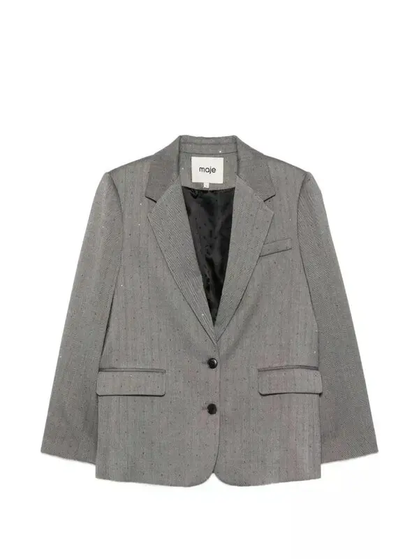 Maje Striped Crystal-embellished Blazer - Grey