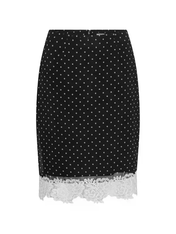 ROTATE BY BIRGER CHRISTENSEN Floral Print Lace Hem Midi Skirt