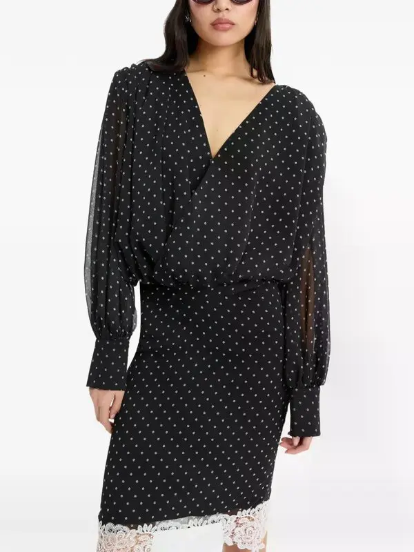 ROTATE BY BIRGER CHRISTENSEN Floral Print Lace Hem Midi Skirt