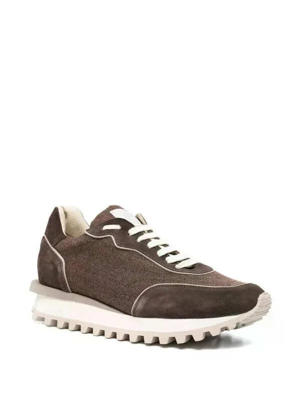 Eleventy Panelled Chunky-sole Sneakers - Brown