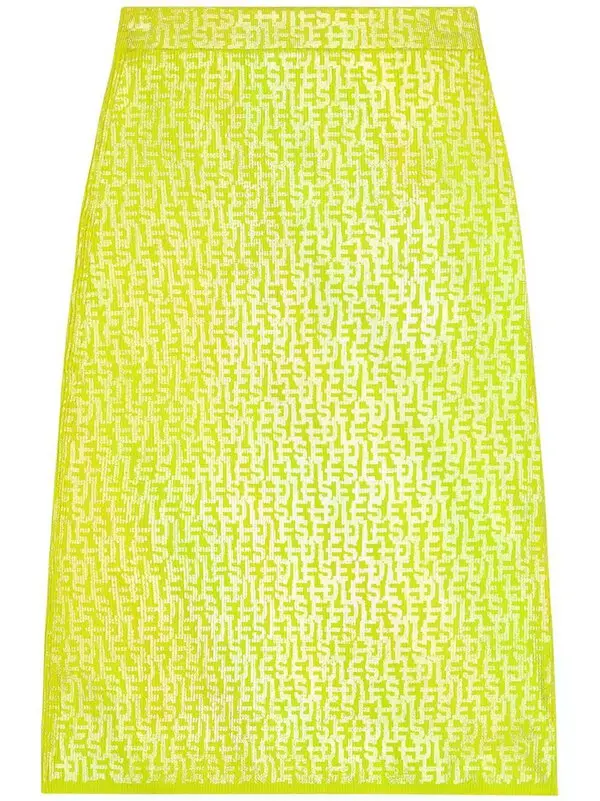 DIESEL® M-ikaria Monogram-print Midi Skirt - Yellow