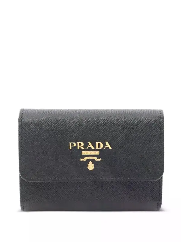 Prada 2020s Saffiano Metal Trifold Wallet - Black
