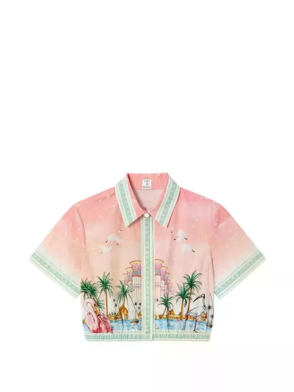 Casablanca Printed Cropped Cotton Shirt