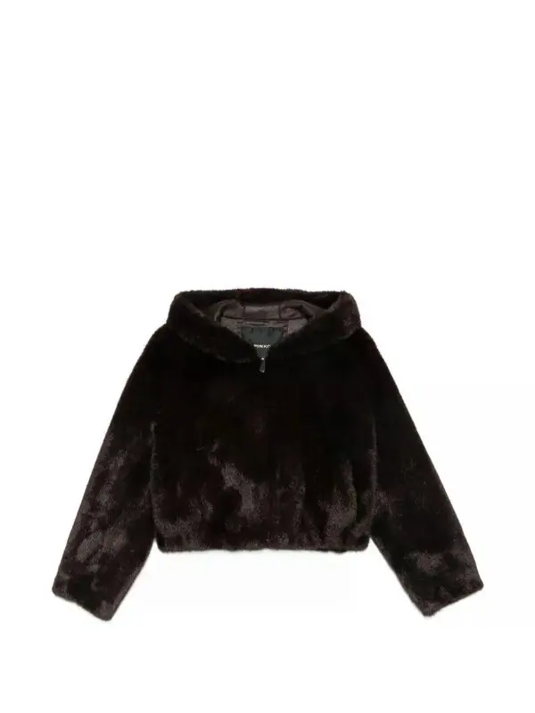 Pinko Faux-fur Hooded Jacket - Brown