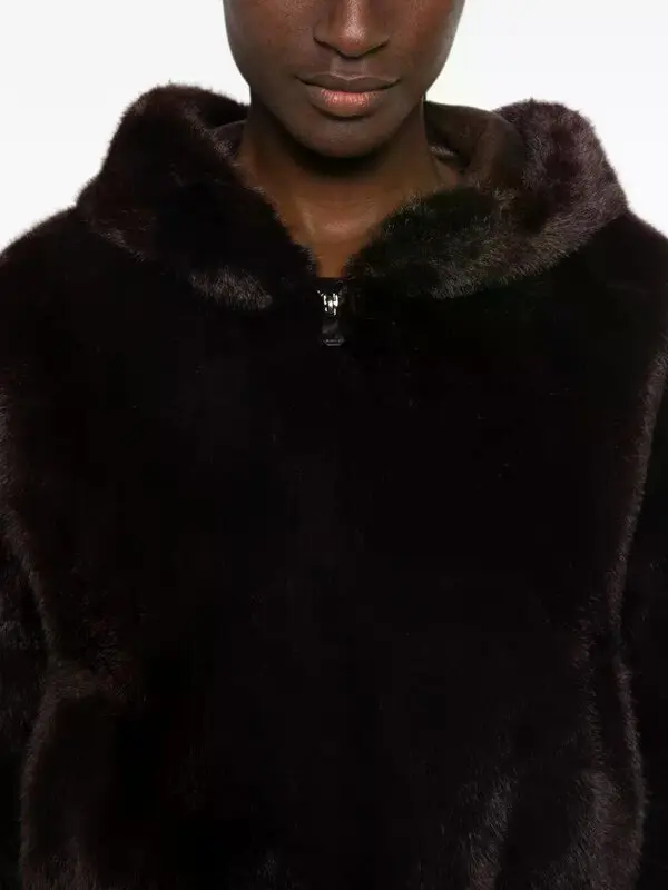 Pinko Hooded Faux Fur Jacket