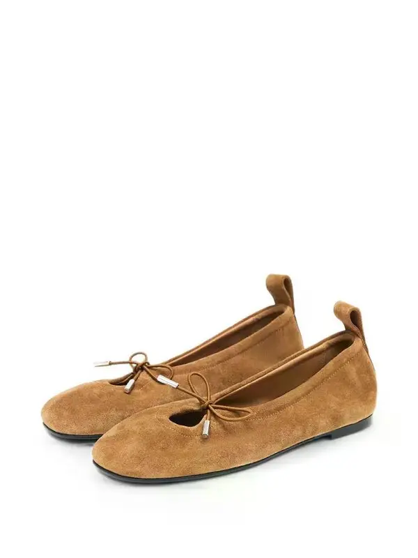 ALOHAS Rosalind Bow-detail Suede Ballet Flats - Brown