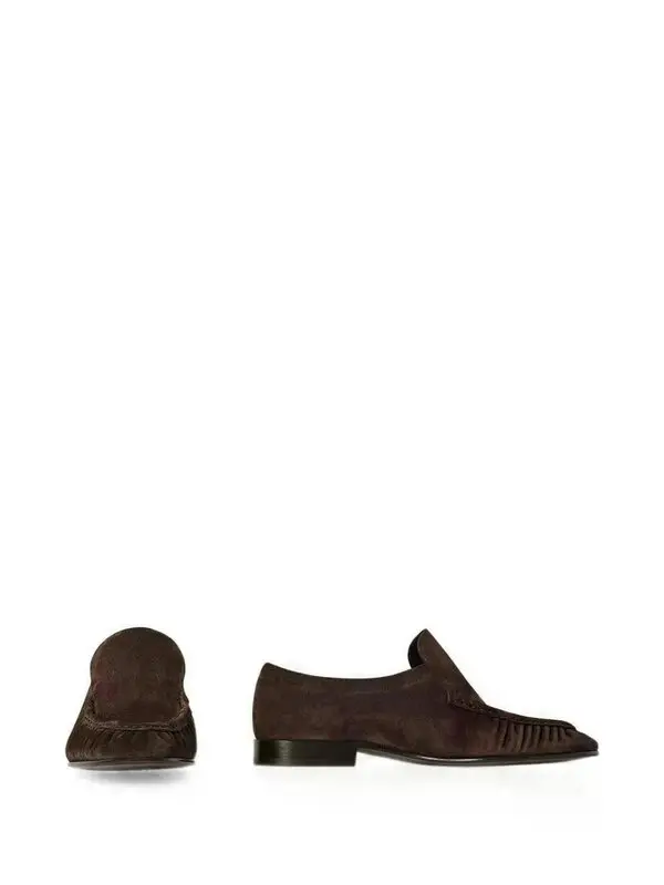 THE ROW Gathered Suede Loafers