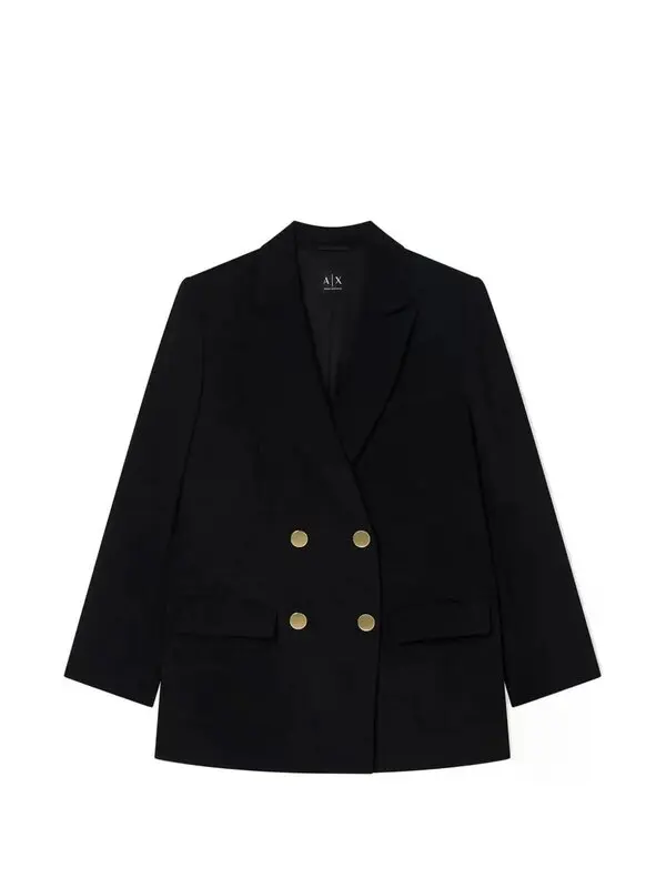 Armani Exchange Double-breasted Crepe Blazer - Black