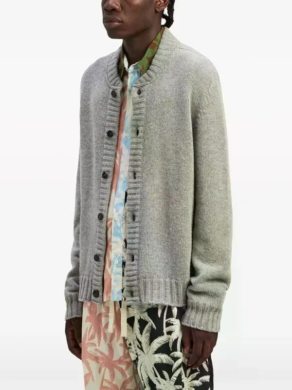 Palm Angels Curved Logo Wool Blend Cardigan