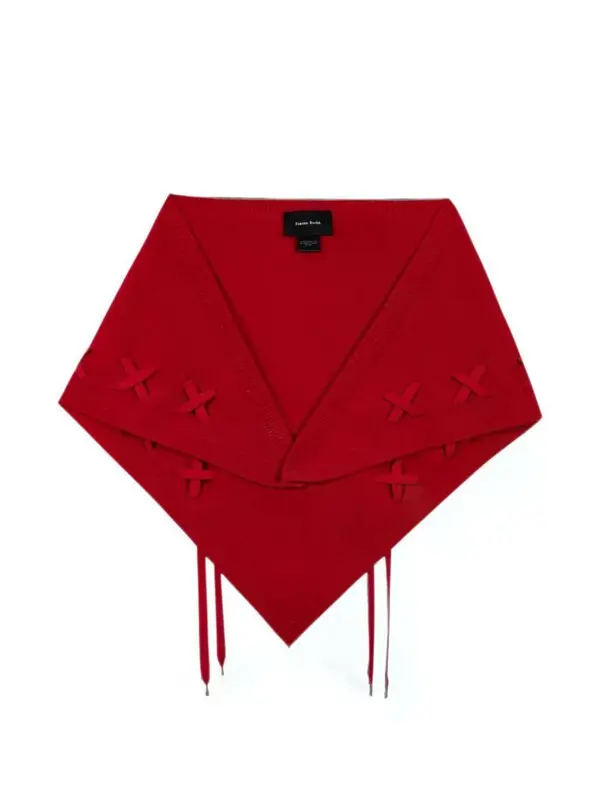 Simone Rocha Lace-up Knitted Neckerchief Scarf - Red
