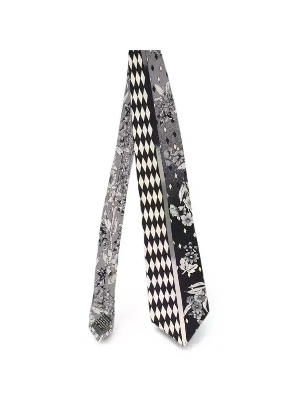 Versace Floral-print Tie - Black