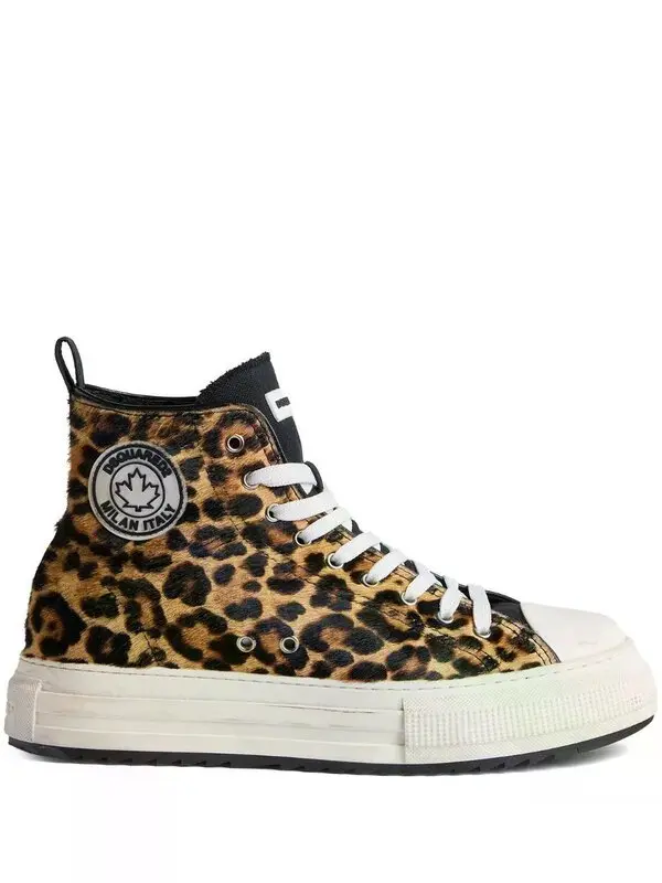 Dsquared2 Leopard-print High-top Sneakers - Black