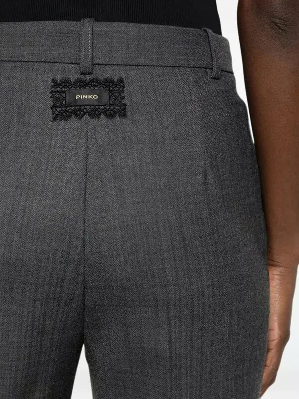 Pinko Herringbone-pattern Logo-patch Trousers