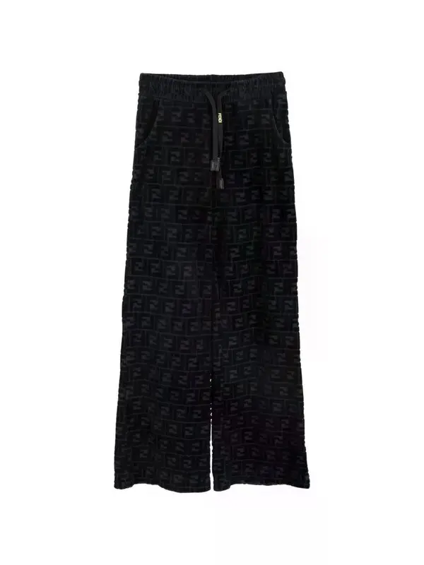 Fendi Ff Monogram Velvet Trousers - Black