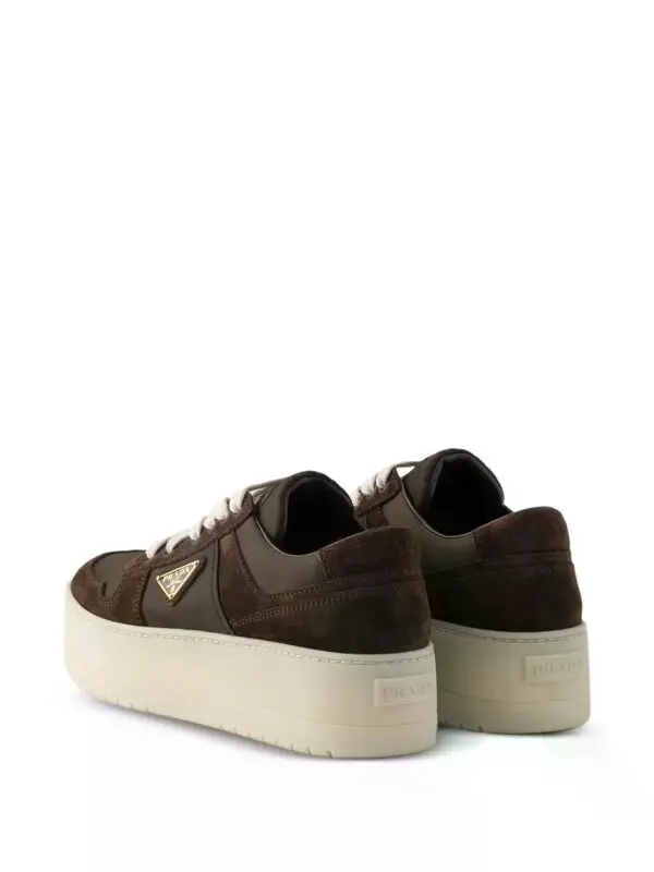 Prada Downtown Bold Re-nylon And Suede Sneakers - Brown