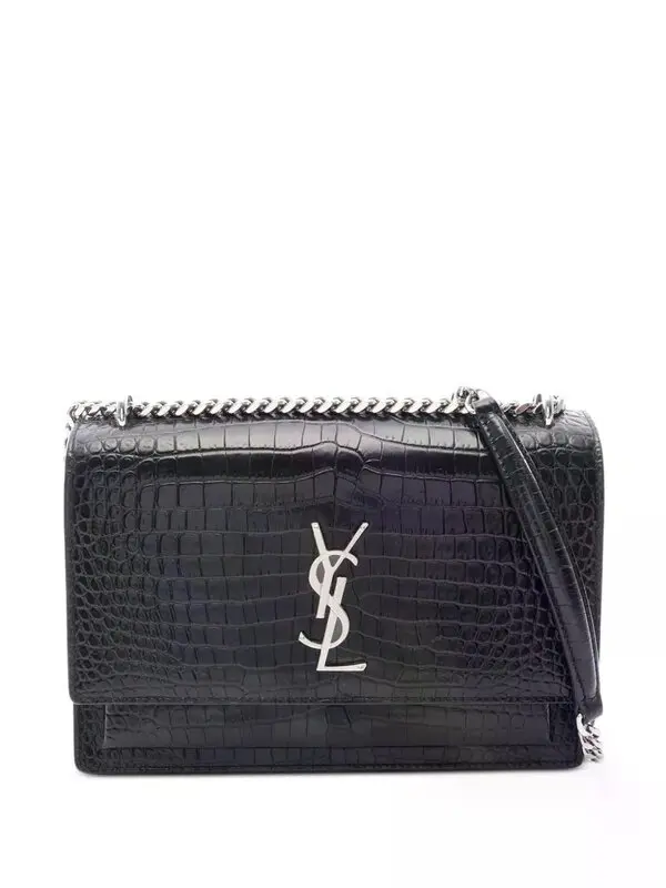 Saint Laurent 2010s Medium Sunset Leather Shoulder Bag - Black