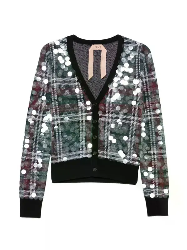 N°21 Sequin-embellished Cardigan - Green