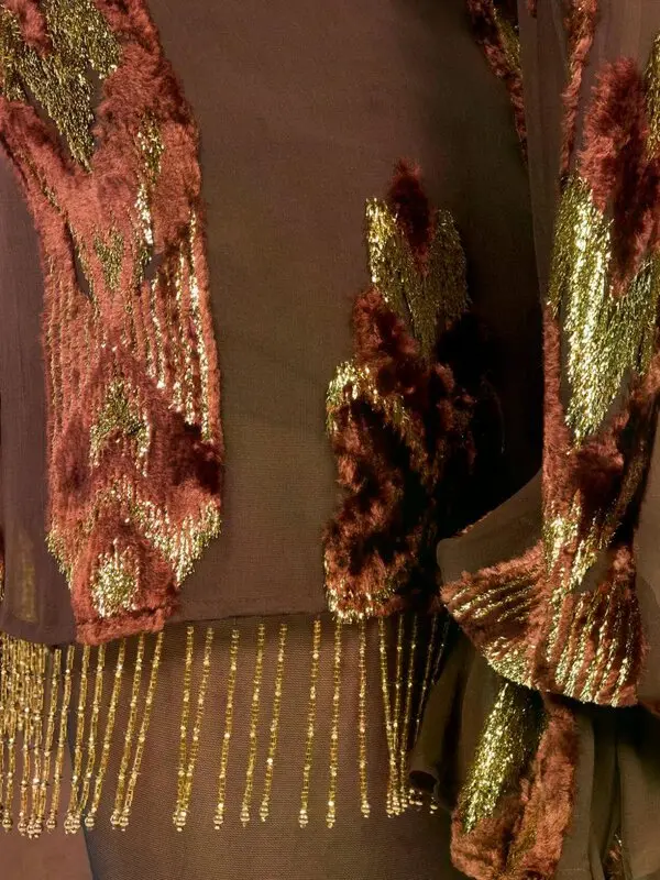 Roberto Cavalli Bead-fringe Devoré-velvet Mini Skirt