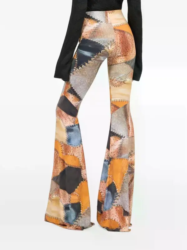 Roberto Cavalli Patchwork-print Flared Trousers