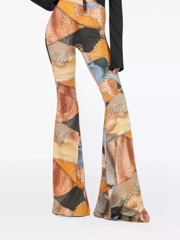 Roberto Cavalli Patchwork-print Flared Trousers