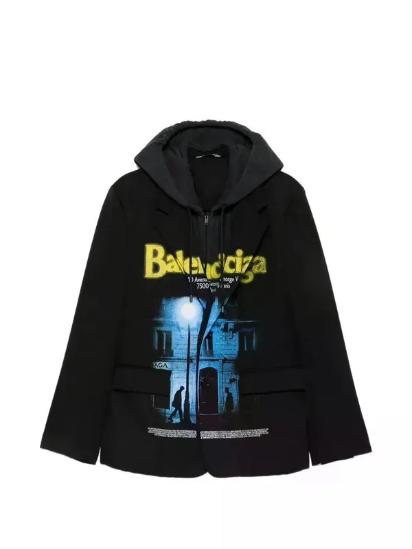 Balenciaga Graphic-print Layered Jacket - Grey