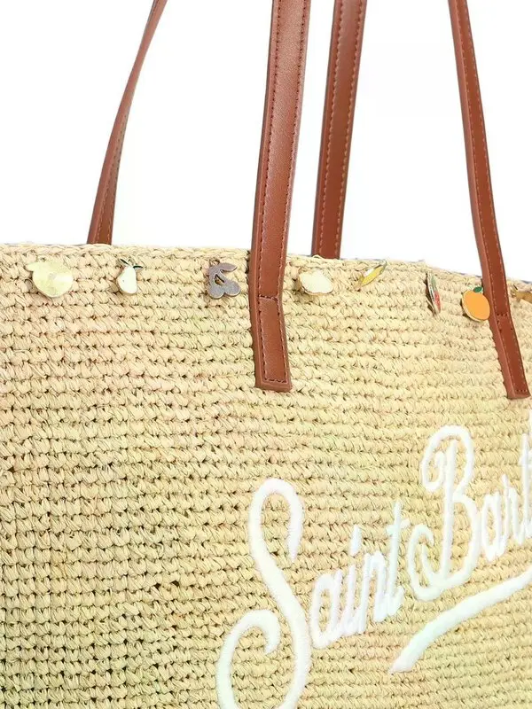 MC2 SAINT BARTH Logo-embroidered Shoulder Bag - Neutrals