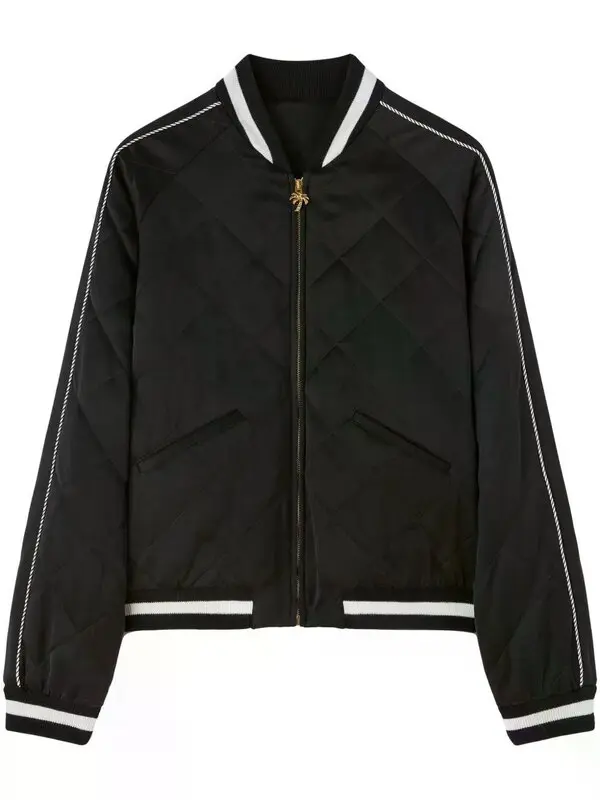 Palm Angels Logo-embroidered Quilted Jacket - Black