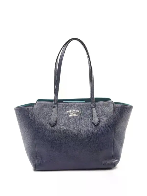 Gucci 2000s Swing Leather Tote Bag - Blue