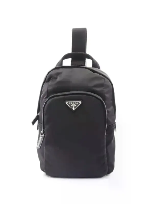 Prada Re-nylon Saffiano Leather Backpack - Black