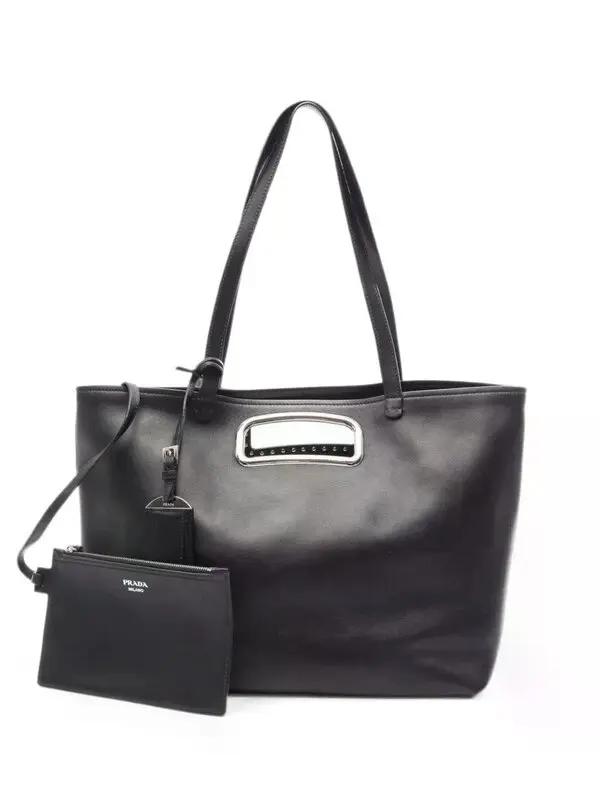 Prada 2010s Leather Tote Bag - Black