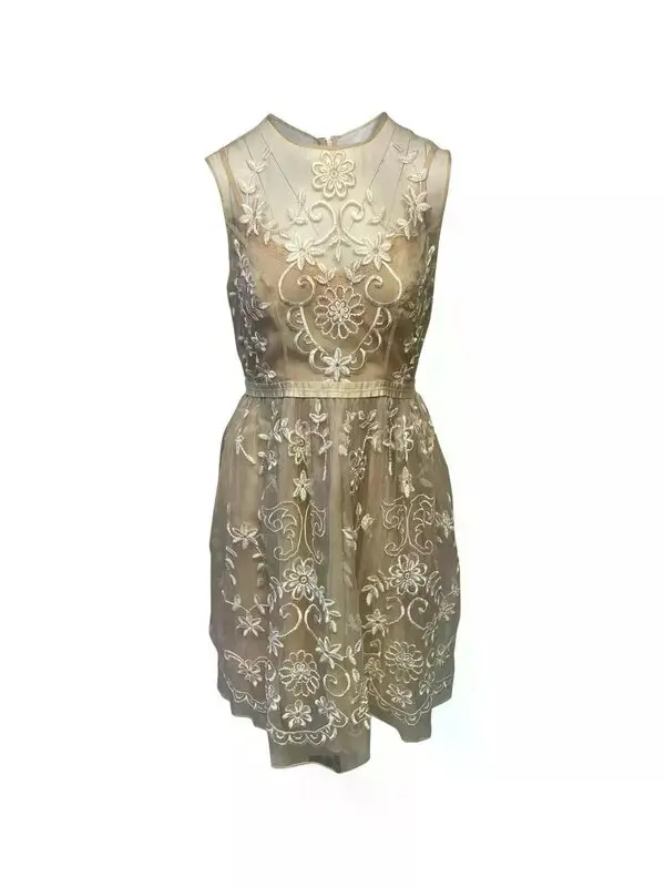 NEEDLE & THREAD Embroidered Lace Dress - Neutrals