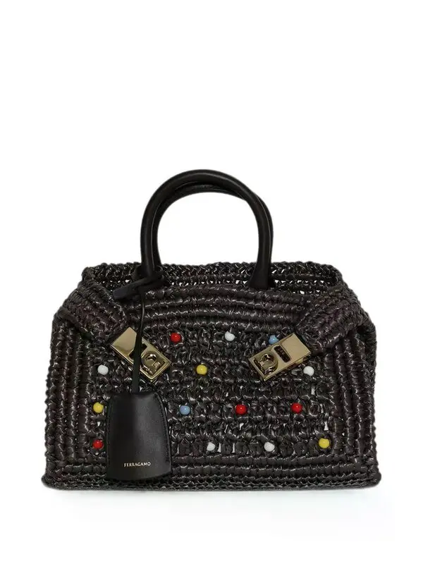 FERRAGAMO Hug Bead-embellished Tote Bag - Brown